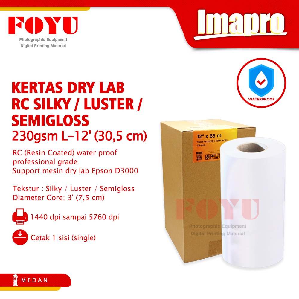 Jual Kertas Dry Lab Imapro Professional RC Silky Luster 230gsm L-12'x65m | Shopee Indonesia