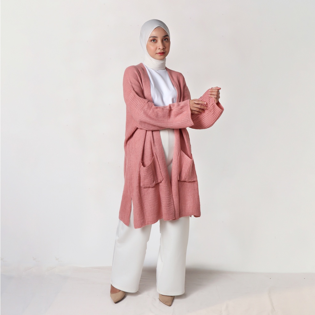 Jual Ahlami- Hana Cardy Long Outer Long Cardy Rajut Premium Cardigan Rajut Outer Rajut | Shopee ...