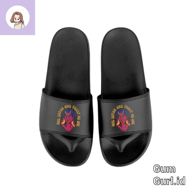 Jual SANDAL SLIP ON | SENDAL | SATANIC | HAIL SATAN AND TRUST NO ONE ...