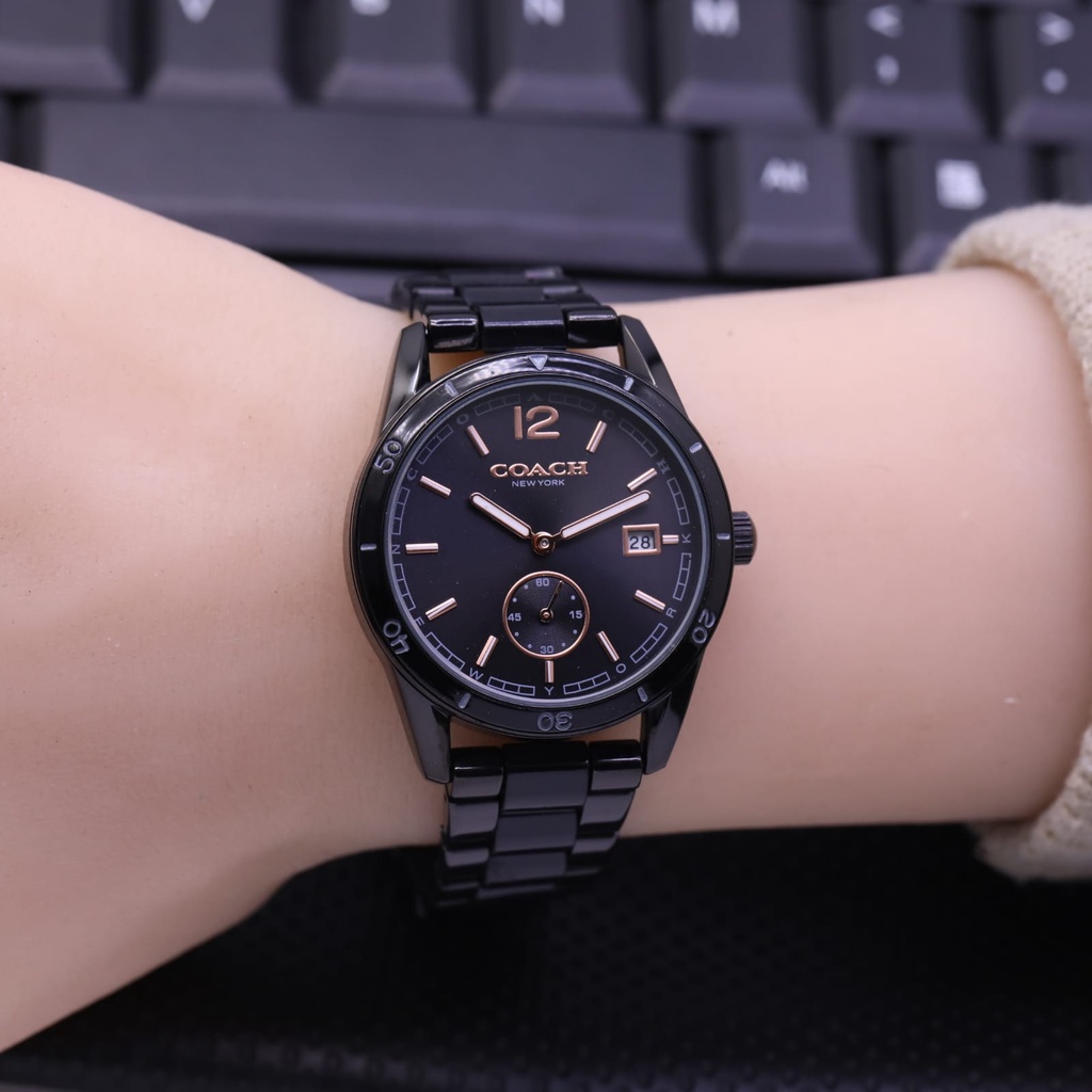 Jual Jam Tangan Wanita Coach Rantai HB-LT10019 Body Bulat Chrono ...