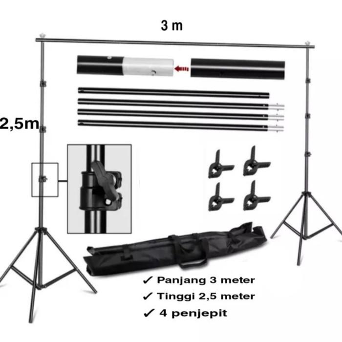 Jual Stand Background Foto Studio 2,5 X 3 Meter Tiang Besi Stand ...