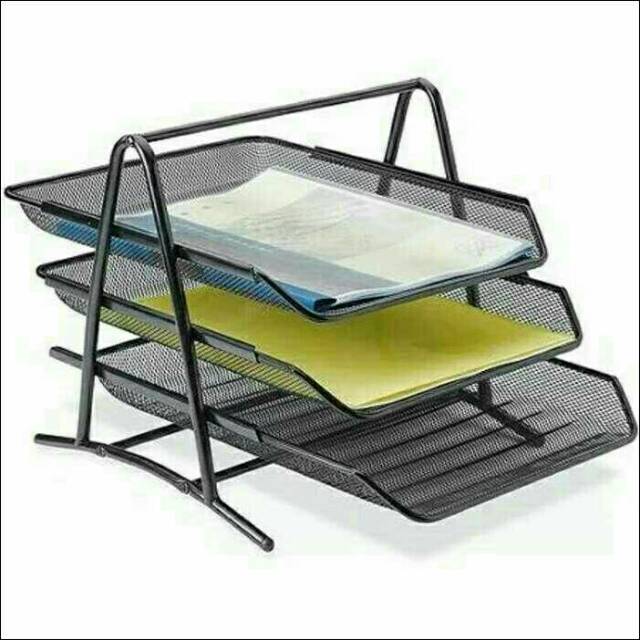 Jual Rak Dokumen / Rak Kertas / Elevated Tray Besi 3 Susun | Shopee ...
