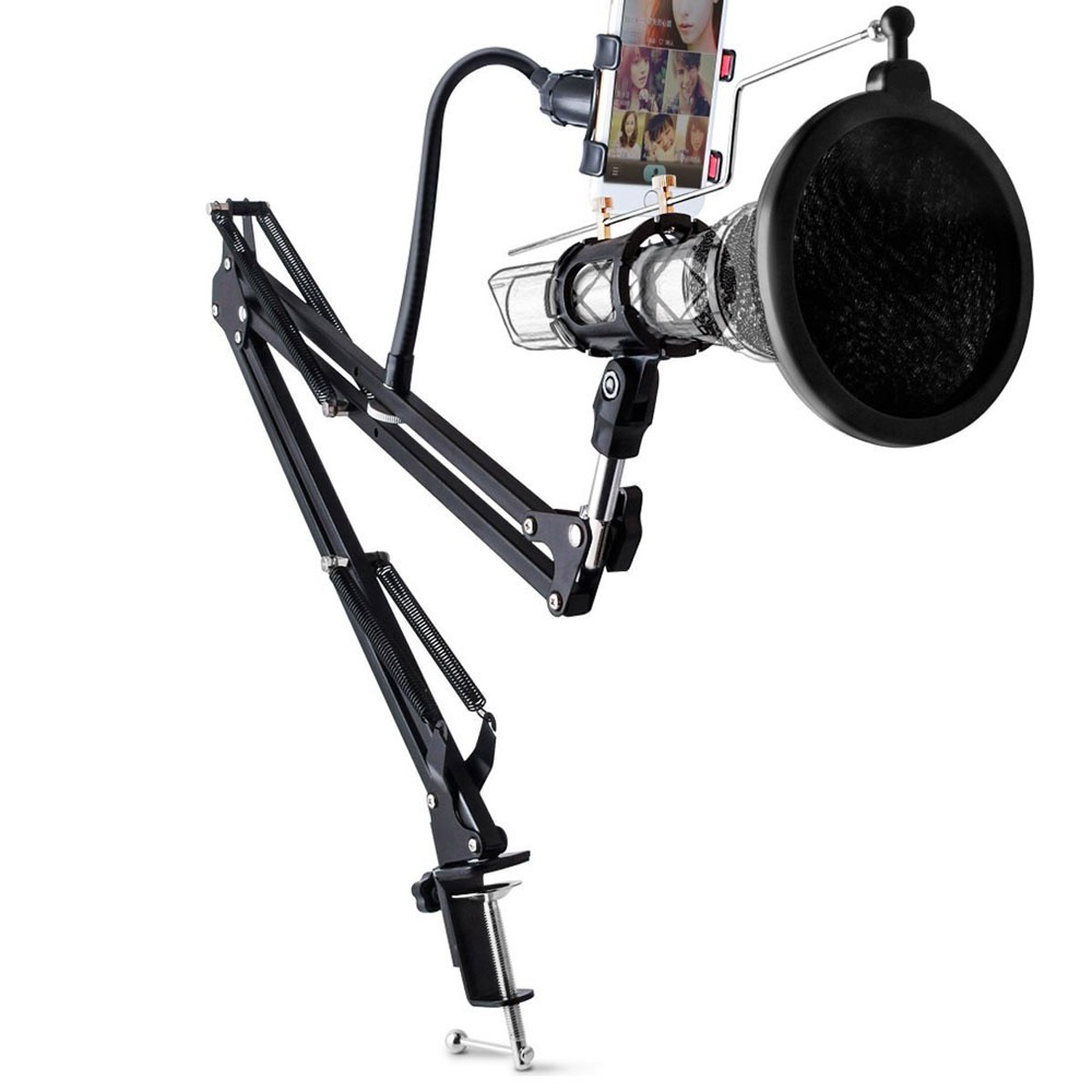 Jual TaffSTUDIO Condenser Microphone Stand Holder 360 Lazypod Clamp ...