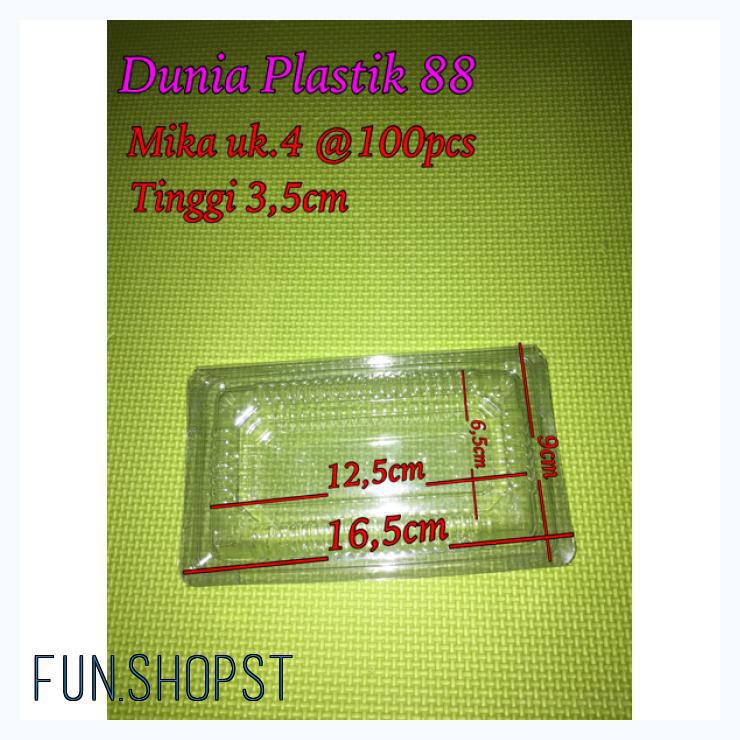 Jual @100PCS UKURAN 4 BOX MIKA PLASTIK MIKA BENING TEMPAT KUE MAKANAN ...