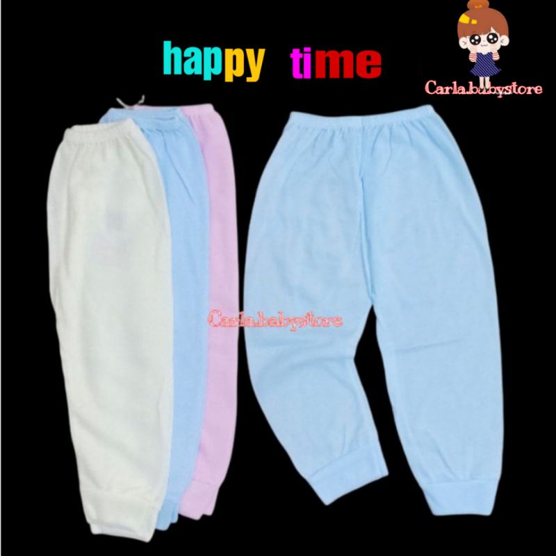 Jual 3pcs_ celana panjang bayi buka dan tutup kaki polos happy time ...