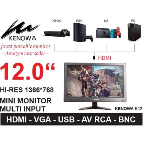 Jual MINI LCD MONITOR 12 INCH MULTI INPUT HDMI-VGA-USB-AV-BNC - KENOWA ...