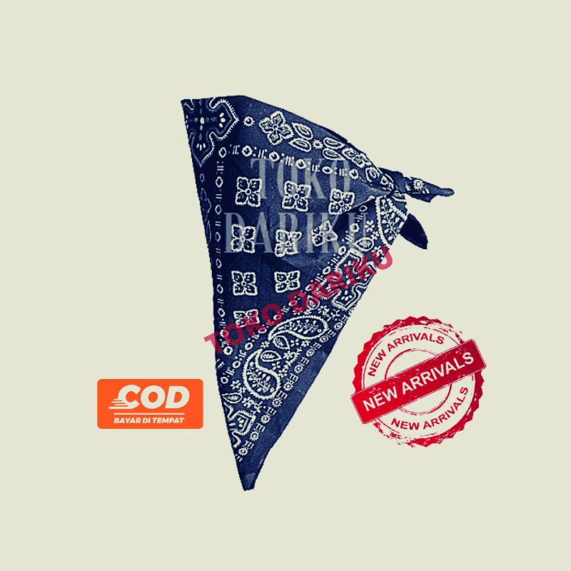 Jual Slayer Biru Navy Motif Batik/Slayer Etnik motif batik serbaguna ...