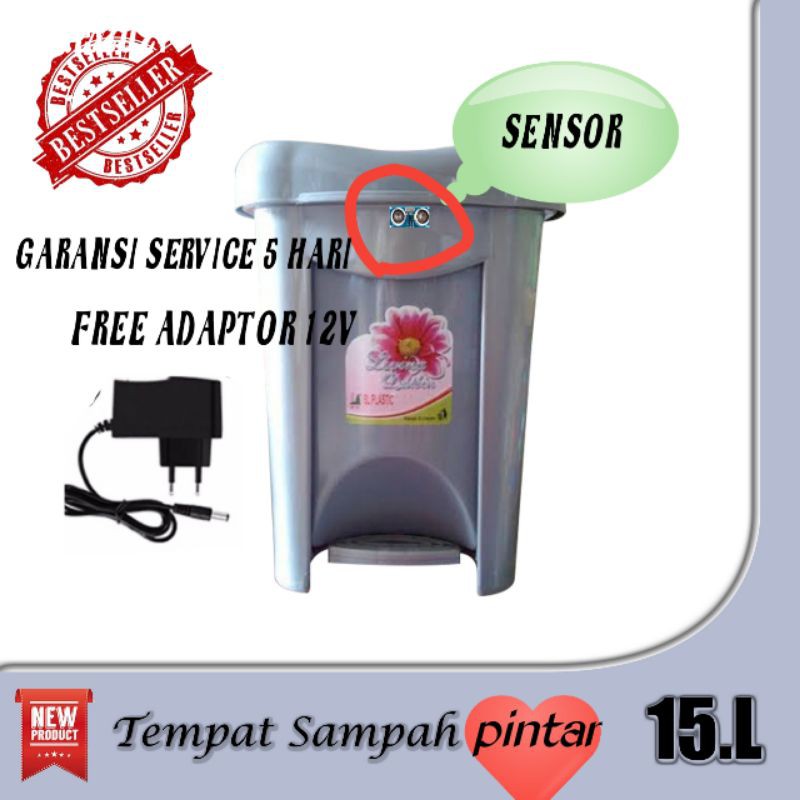 Jual tempat sampah 15L sensor otomatis | Shopee Indonesia