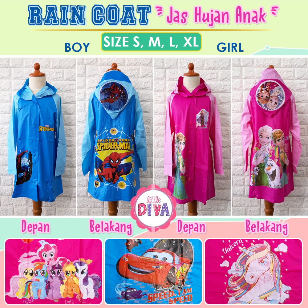 Jual Boy Girl JAS HUJAN Impor Anak Cowok cewek Import Rain Coat motif ...