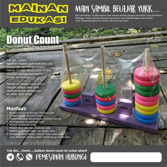 Jual Mainan edukasi anak edukatif donut count balok susun motorik ...