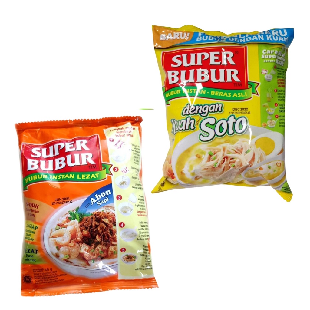 Jual Super Bubur Makanan Instan Rasa Abon Sapi / Soto / Kari 49gr ...