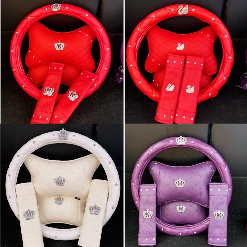 Jual set 5in1 bantal setir sarung seatbelt logo mahkota angsa swan bee ...