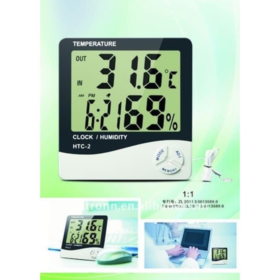 Jual Hygrometer Thermometer Digital LCD Higrometer Termometer HTC-2 ...