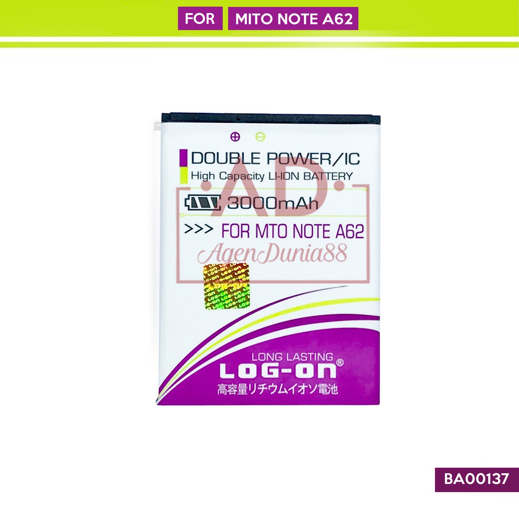 Jual BATERAI MITO NOTE A62 - BA00137 - LOG ON DOUBLE POWER BATTERY ...