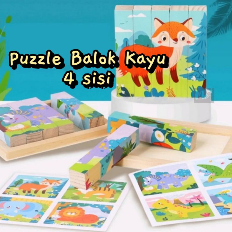 Jual Puzzle Balok Kayu Gambar 4 Sisi | Shopee Indonesia