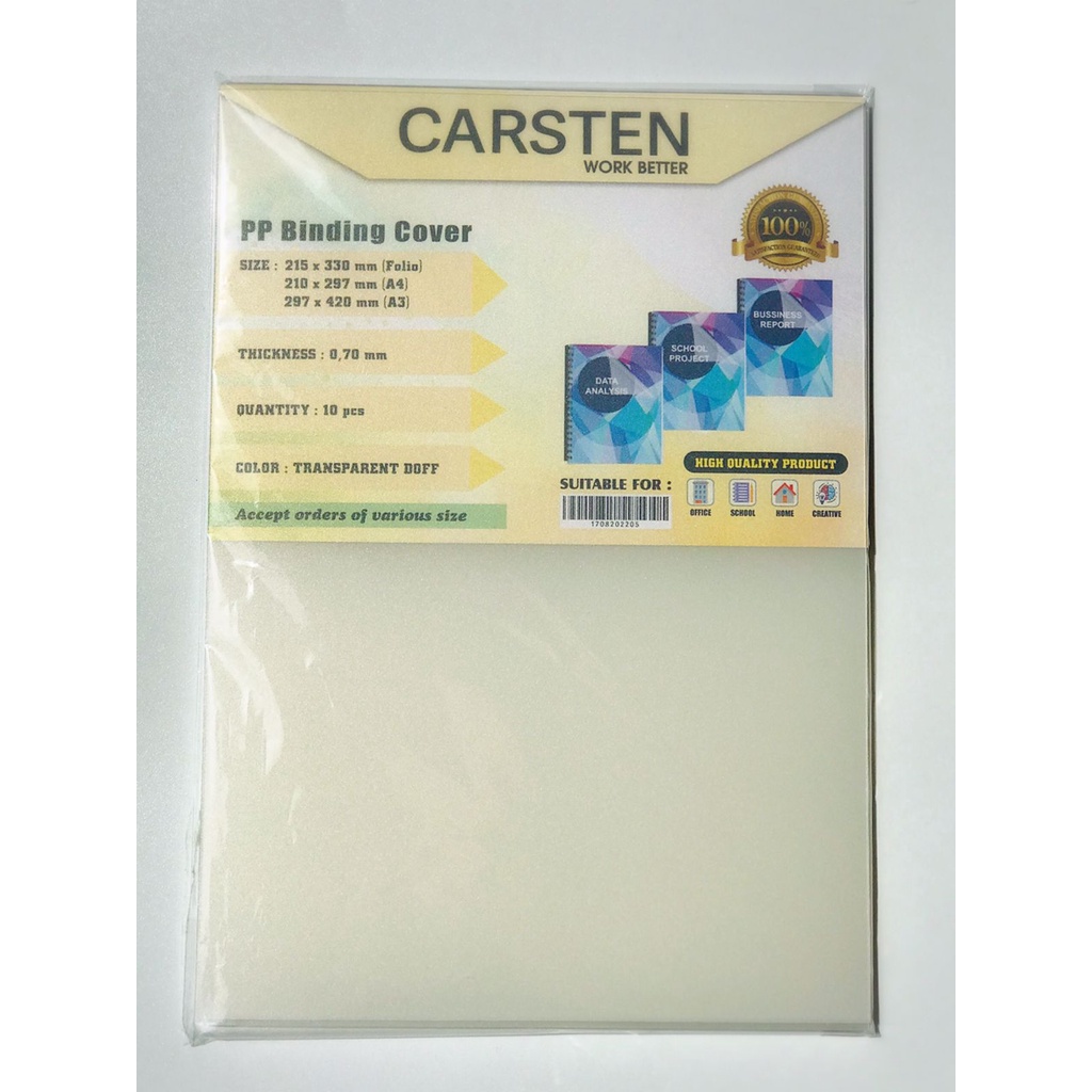 Jual Mika Cover jilid PP Pasir doff Transparan tebal 0.70 mm F4 isi 10 ...