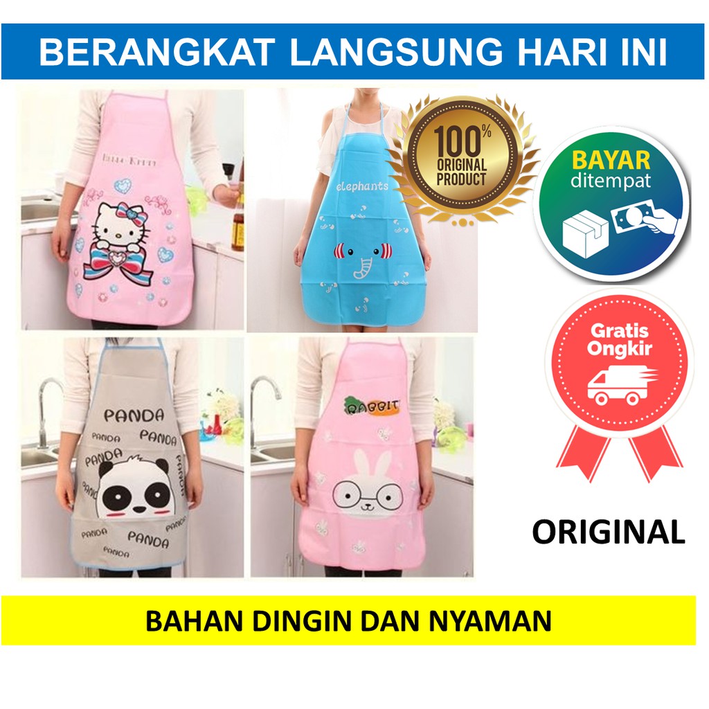 Jual Celemek Masak Waterproof Apron Karakter Motif Kartun Lucu Anti Air ...