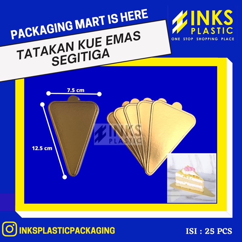 Jual TATAKAN KUE EMAS SEGITIGA/ALAS CAKE SLICE (25 PCS) | Shopee Indonesia
