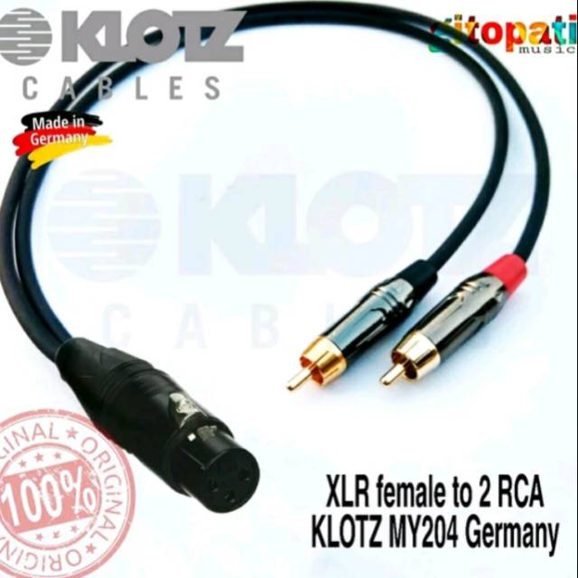 Jual insert cable XLR female to 2 Rca panjang 50cm KLOTZ MY204 | Shopee ...