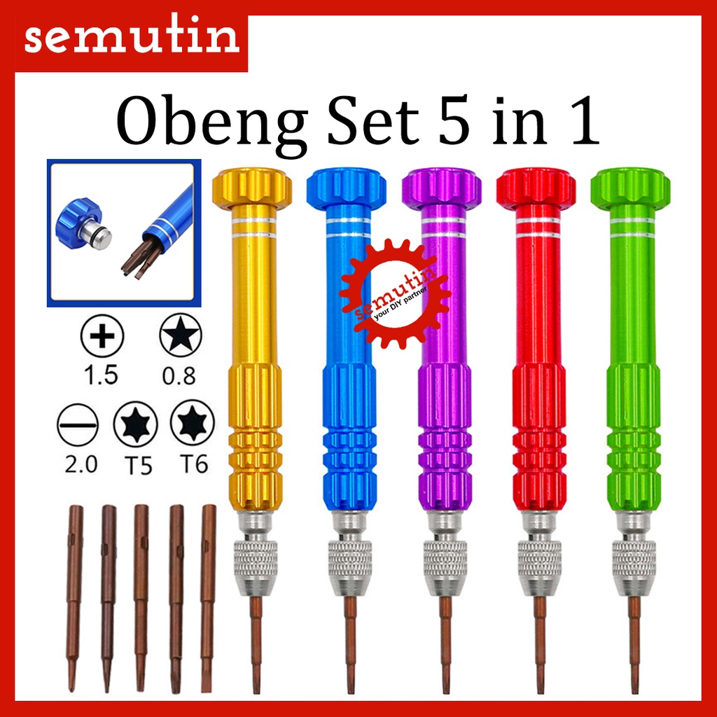 Jual Obeng Set 5 in 1 / Screwdriver Torx / Servis Reparasi Jam Tangan ...