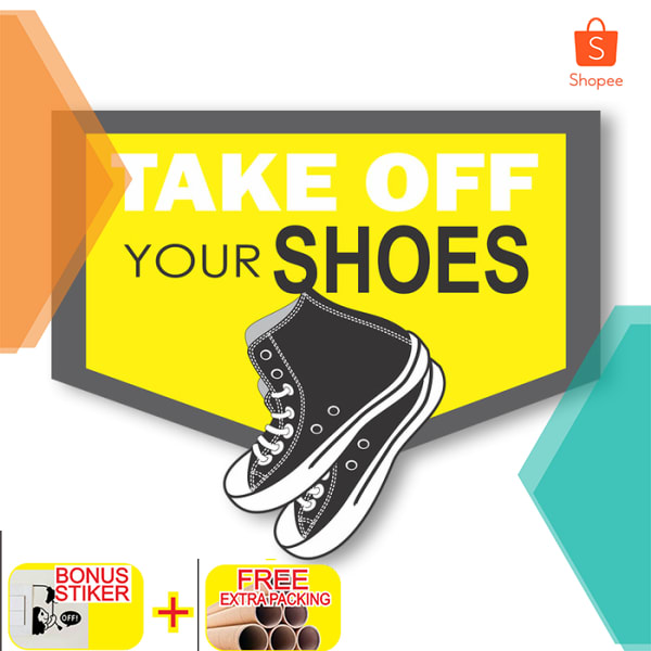 Jual papan tanda buka sepatu - sign take off your shoes Elegan | Shopee ...