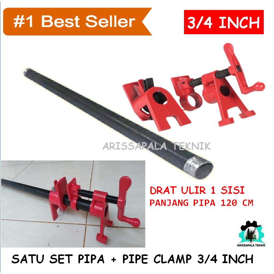 Jual Pipe Clamp Pres Kayu 3 Per 4 Inch Orange Plus Pipa Besi 120cm Klem ...