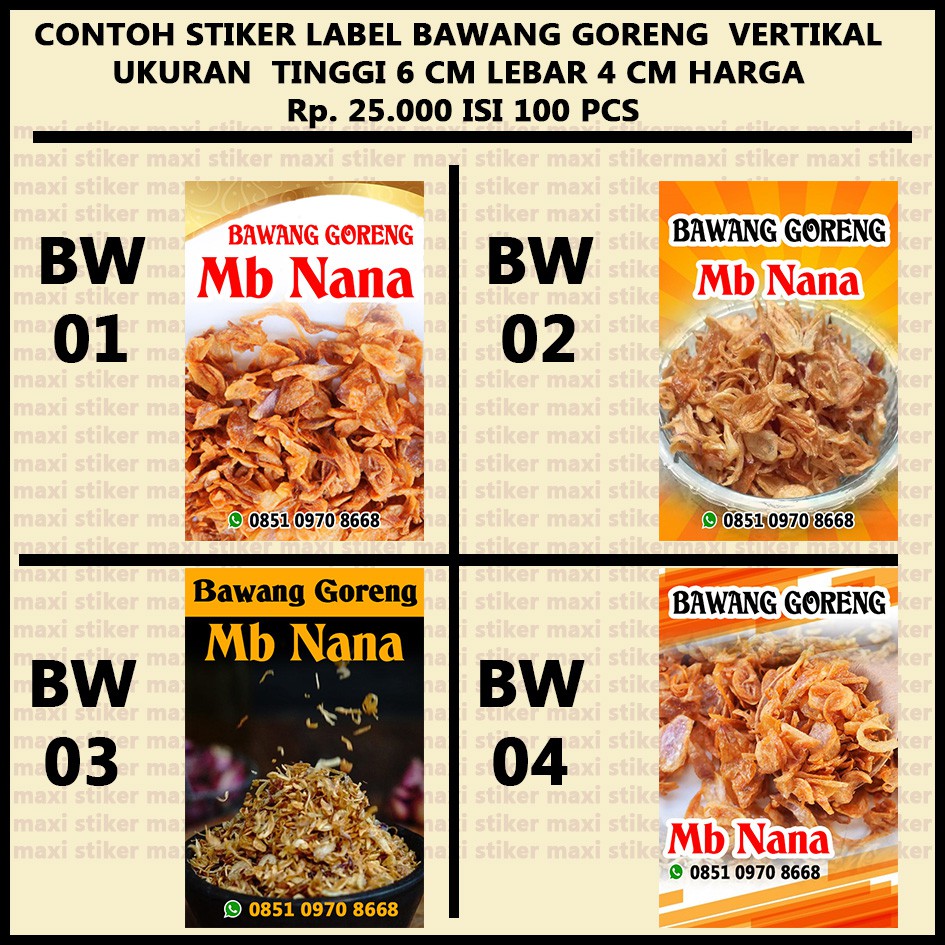 Jual Cetak Label Stiker Produk Sticker Bawang Goreng Isi 100 Pcs ...
