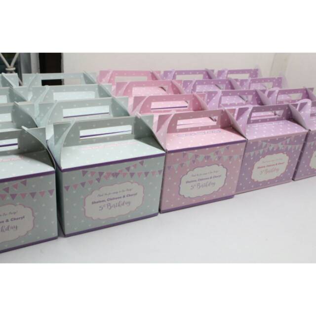 Jual Snack box / wadah snack ulang tahun custom warna pastel / pastel ...
