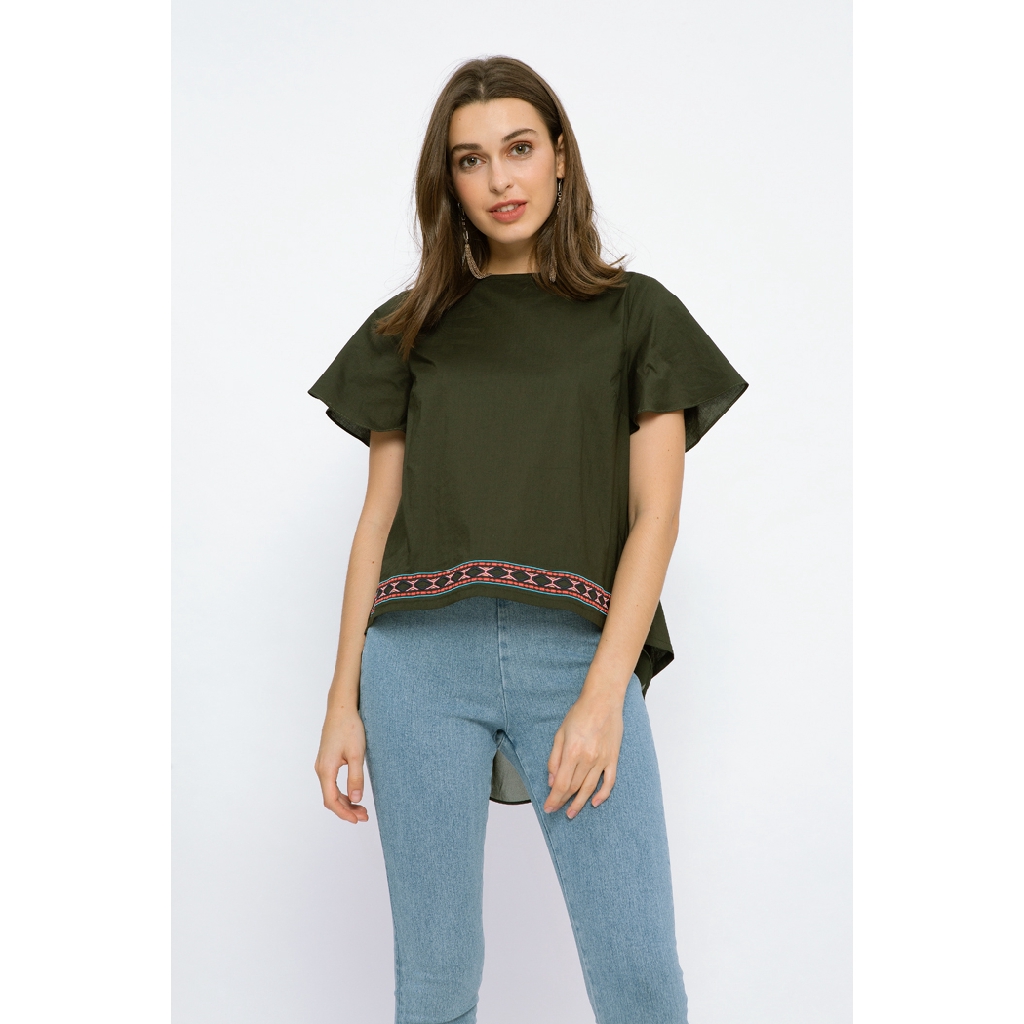 Jual Minimal Libra Border Top Bright Ecru | Shopee Indonesia