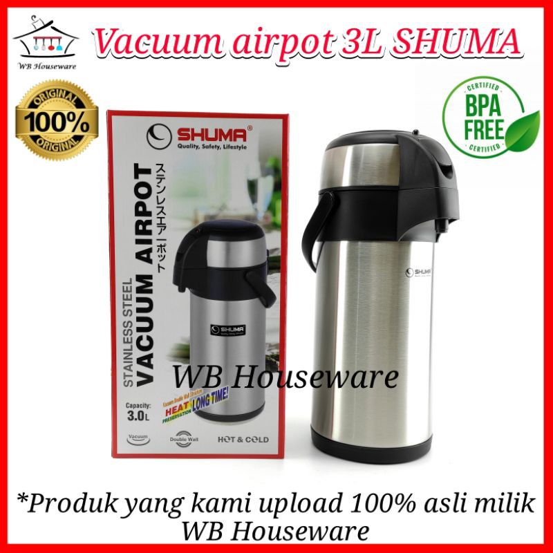 Jual termos pencet stainless 3L /Vacuum air pot hot and cool SHUMA ...