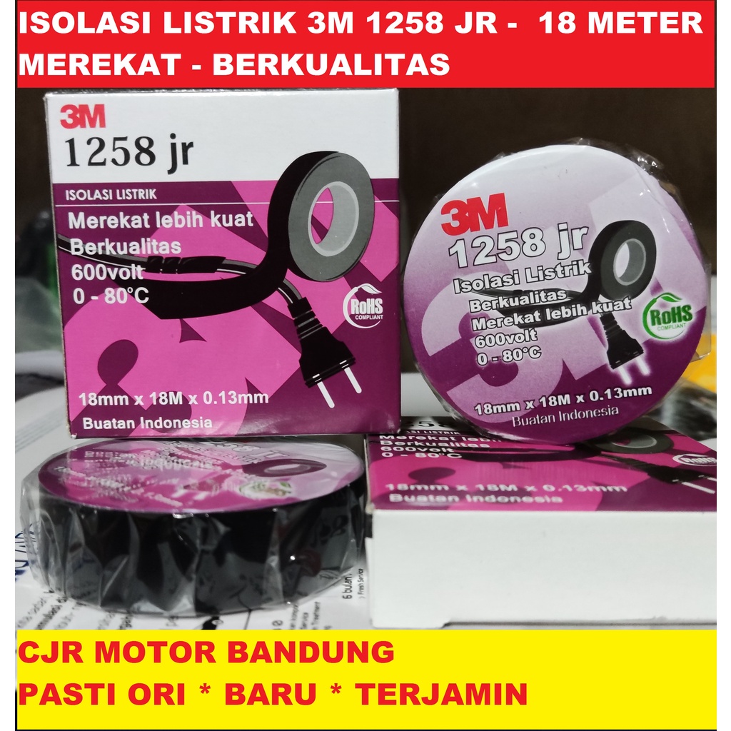 Jual Isolasi Kabel Listrik 3M 1258 JR 18 meter ORI Solasi Listrik 3M ...