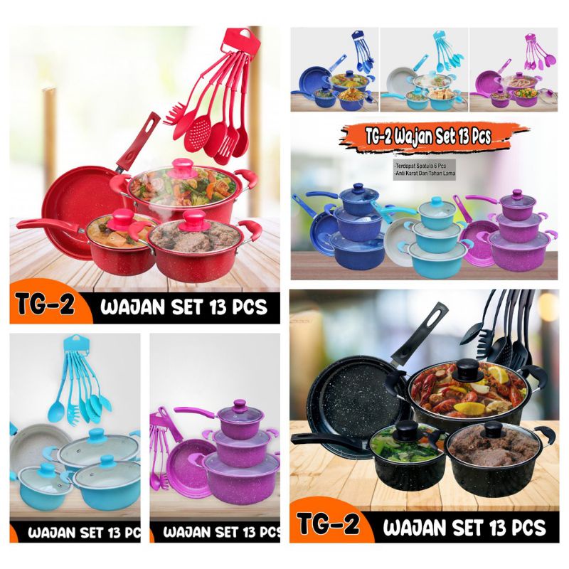 Jual Panci set teflon / Cookware set enamel 13pcs 4in1. BMW/subron ...
