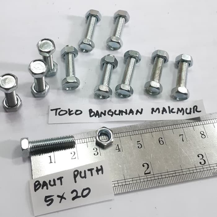 Jual Baut Putih M5 x 20 / Baut 5x20 Kunci Baut 8 per 10 pcs | Shopee ...