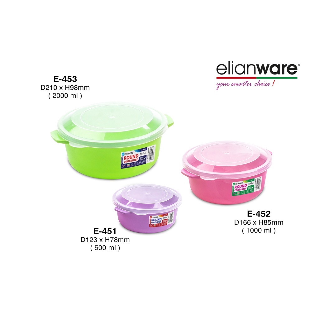 Jual Elianware BPA Free Kotak Makanan Bundar Round Container 500ml ...