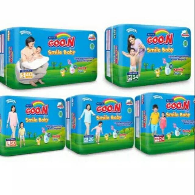 Jual Pampers goon smile baby S40 / M34+4 / L30 / XL26+4 / XXL 24+2 | Shopee Indonesia