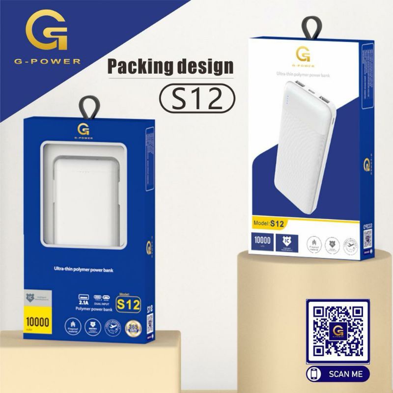 Jual S12 G-POWER POWERBANK S12 10000Mah 2.1A DUAL OUTPUT POLYMER POWERBANK | Shopee Indonesia