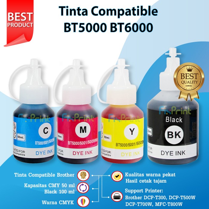Jual 1 Satu SET Tinta Compatible BT6000 BT5000 Brother BT 6000 5000 ...