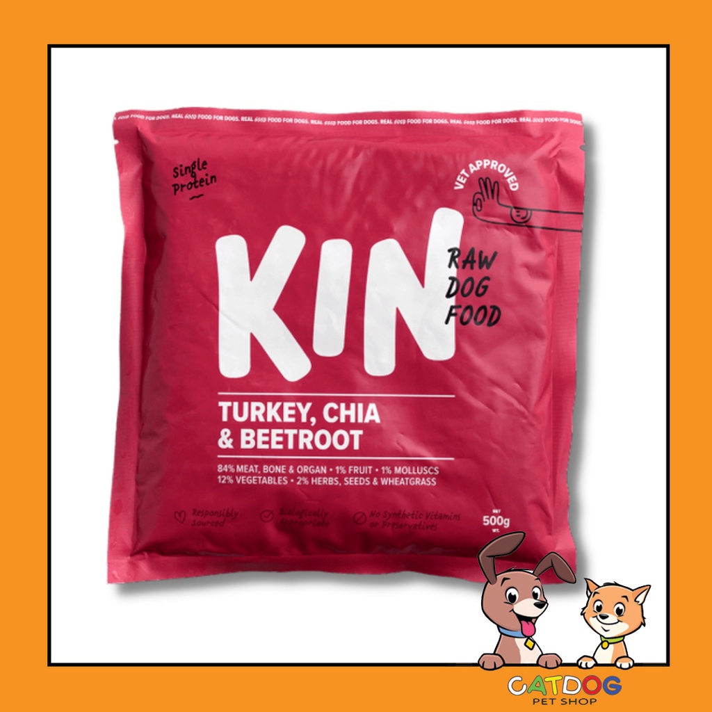 Jual KIN Raw Dog Food Turkey Chia & Beetroot 500gr | Shopee Indonesia