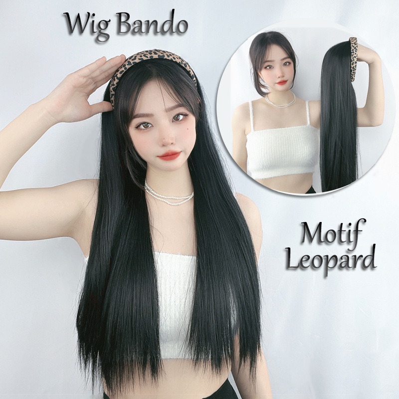 Jual Wig Bando Cantik Wanita Motif Leopard Long Straight Natural Hair ...