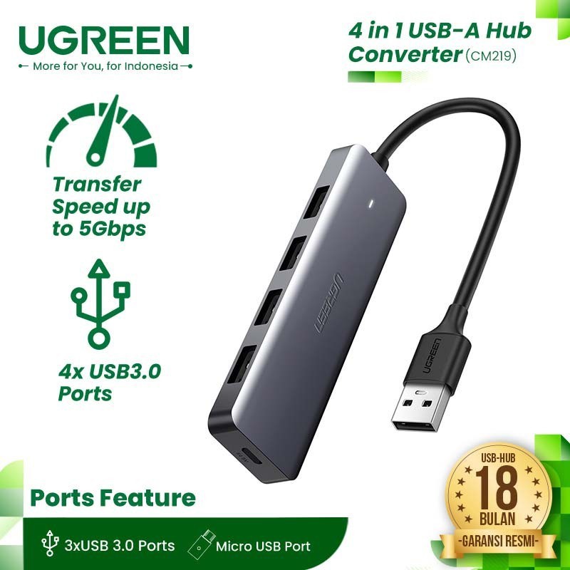 Jual UGREEN 50985 CONVERTER USB-A 3.0 To 4 Port Hub | Shopee Indonesia