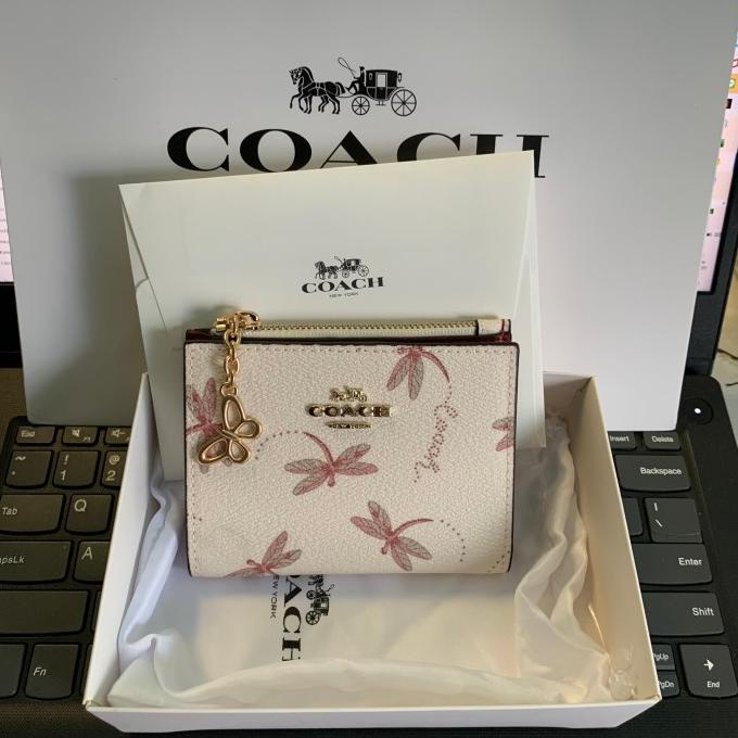Jual COACH WOMAN WALLET BIFOLD MOTIF DRAGONFLY/CAPUNG WHITE FULLSET ...