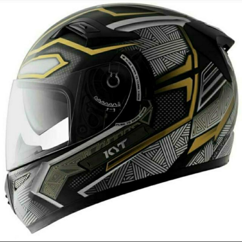 Jual Helm KYT K2 Rider Black Phanter Black Gold Doff | Shopee Indonesia