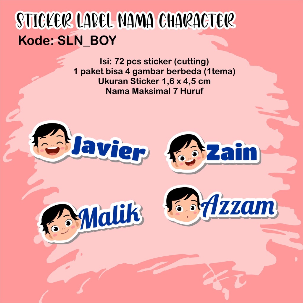 Jual Stiker Nama / Sticker Label Nama Desain Karakter Anak isi 72pcs ...