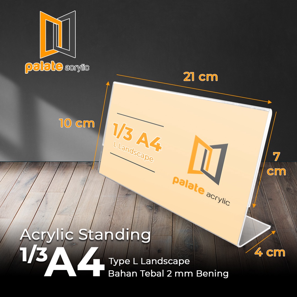 Jual AKRILIK TENT HOLDER 1/3 A4 / TEMPAT BROSUR / L LANDSCAPE 2MM | Shopee Indonesia
