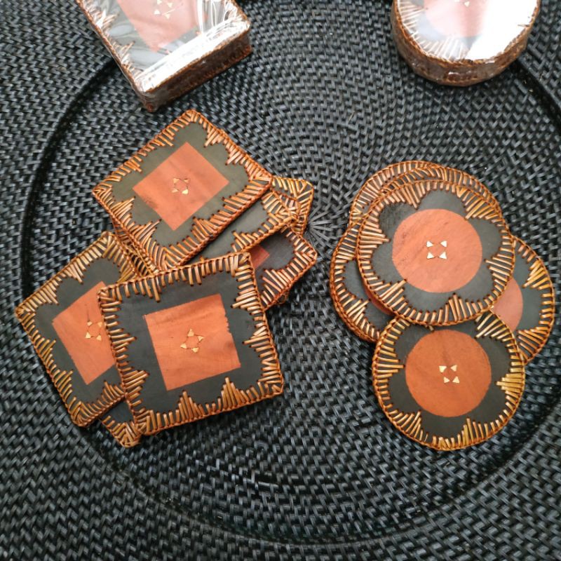 Jual Tatakan Gelas Kayu Rotan Alas Cangkir Dekorasi Unik Wooden Glass ...