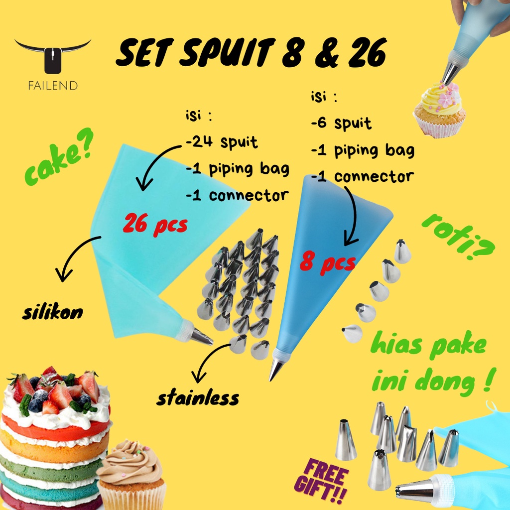Jual Spuit set icing piping bag set paket dekorasi kue tart penghias ...