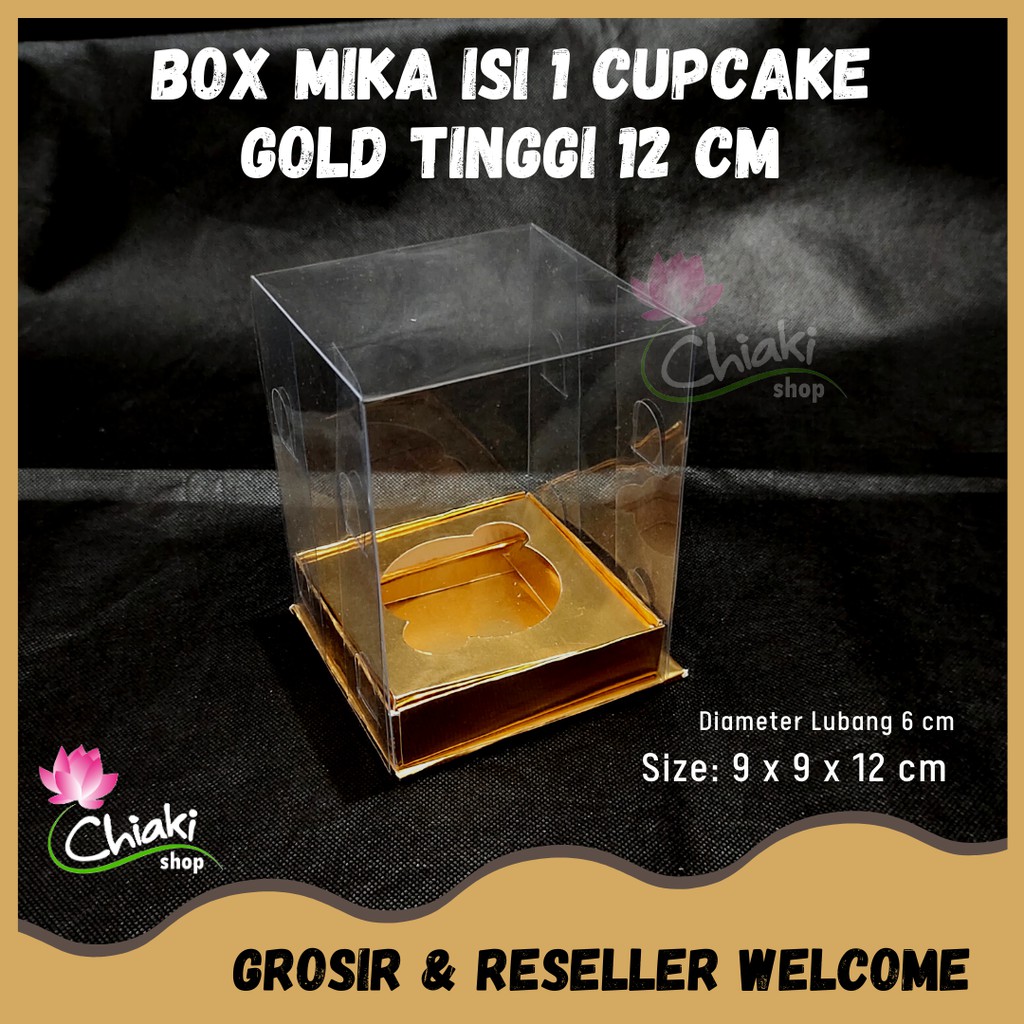 Jual Box Cupcake isi 1 GOLD 9x9x12 Kotak Mika Donat Dus Kue Kardus Emas ...