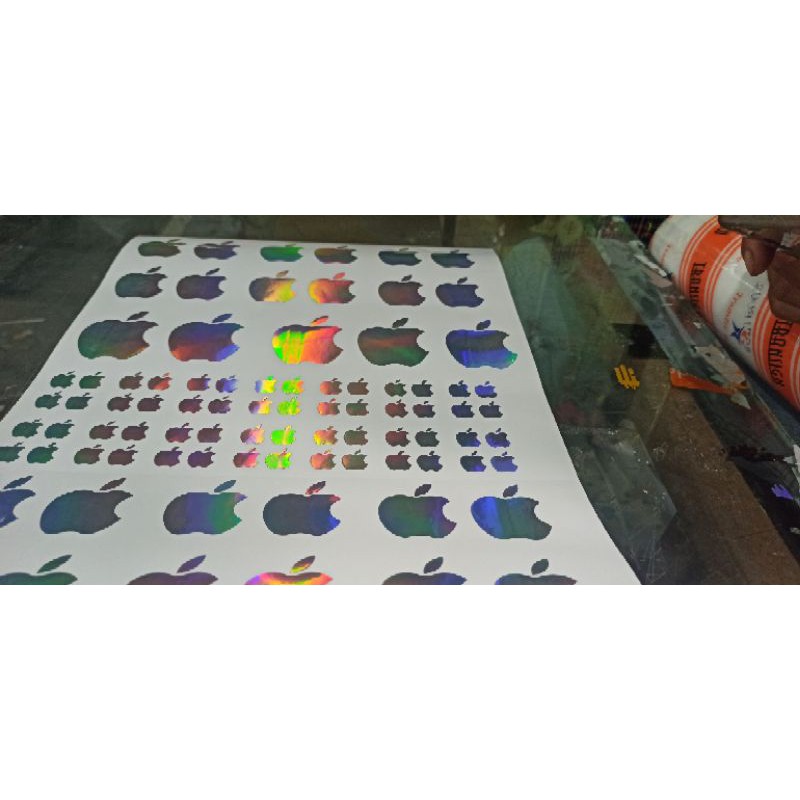 Jual Stiker Logo Apple Putih Silver Emas Hologram GID Glow In The Dark ...