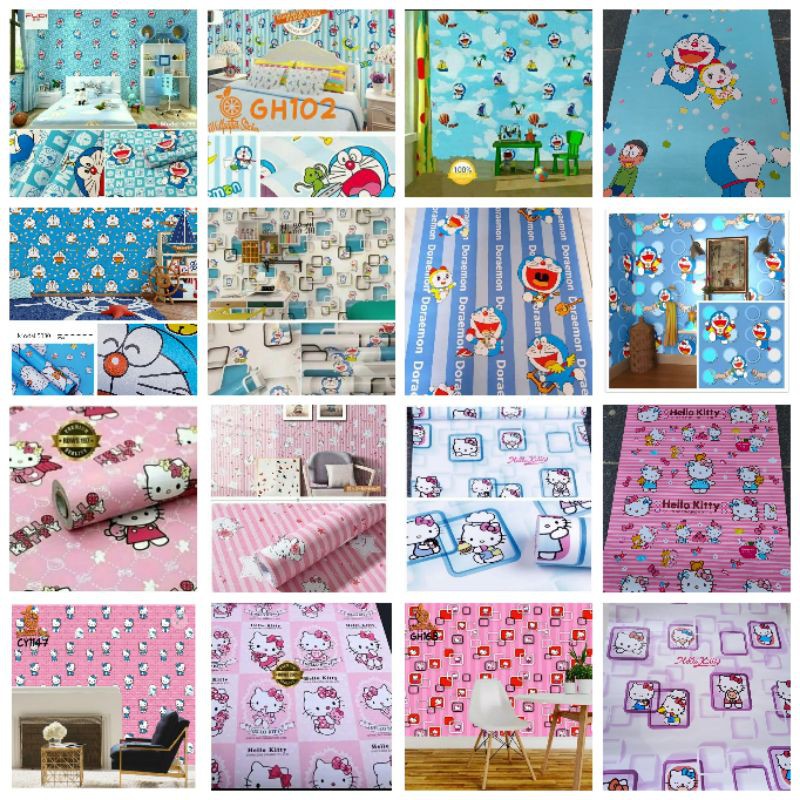 Jual Wallpaper Dinding Doraemon, Hello kitty Lengkap 50 / Wallpaper Dinding Karakter Murah ...