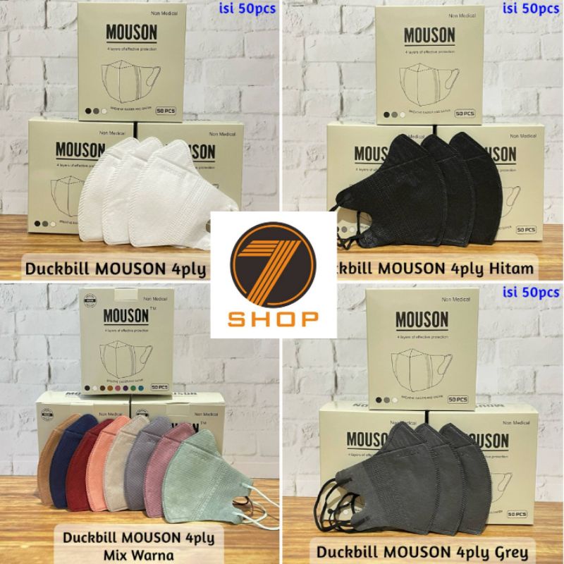 Jual Masker Duckbill Mouson 4ply ORIGINAL (embos mouson), Hrg 1box isi ...
